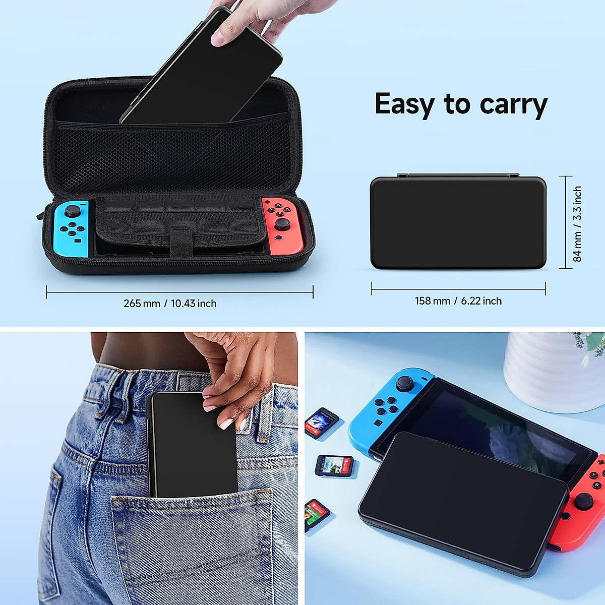 JINGDU 24-Slot Switch Game Card Case Compatible with Nintendo Switch Games & micro SD Cards, Portable Games Holder Organizer Suitable for Switch, Lite & OLED Game Cards, Black
