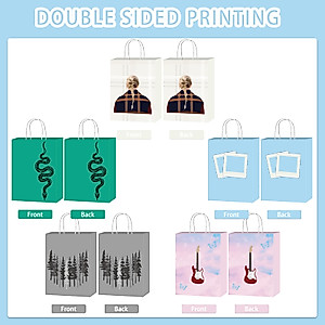 SNABETNA Singer Music Paper Bags Birthday Party Decorations 10pcs Goodies Bags,Singer Themed Party Paper Bags With 10 Styles, Double Sided Music Style Paper Bags Boys Girls Birthday Party Favors