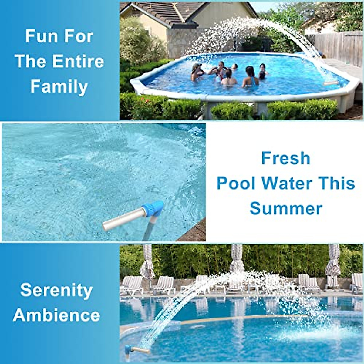 Swimming-Pool Fountain Water Sprinkler Cooler - Water Fun Sprayer for Above & In Ground Pools Decoration, Waterfall Pool Aerator Chiller for Indoor Outdoor Pool Pond Garden Temperature Circulation