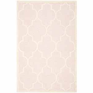 SAFAVIEH Cambridge Collection 4' x 6' Light Pink / Ivory CAM134M Handmade Moroccan Trellis Premium Wool Area Rug