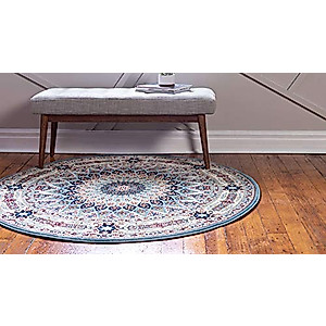 Unique Loom Narenj Collection Area Rug - Adams (10' Round Blue/Burgundy)