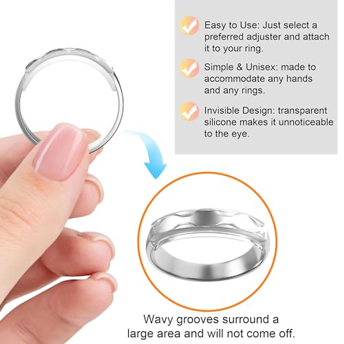 Ring Sizers for Loose Rings Ring Guards for Loose Rings Fit Any Rings, Invisible Ring Size Adjuster Never Sliding Off and Spinning (12 pcs)