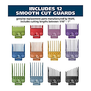 Wahl Clipper Genuine Attachment Guard Organization Kit with Color Pro Colored Hair Clipper Guide Combs, 14 Piece Premium Storage Kit for Wahl Hair Clippers, Multicolor - 3291-100