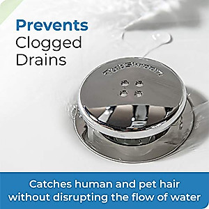 TubShroom Tub Drain Hair Catcher, 2 Pack, Chrome – Drain Protector and Hair Catcher for Bathroom Drains, Fits 1.5” – 1.75” Bathtub and Shower Drains