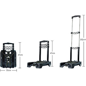 RAZZUM Large Hand Trucks,Light Hand Cart Small Mini Aluminum Luggage Cart Home Handling Pull Goods Shopping Small Trailer Folding Portable Trolleys