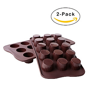 Webake Candy Molds Silicone Chocolate Molds, Baking Mold for Jello, Keto Fat Bombs and Peanut Butter Cup, Pack of 2