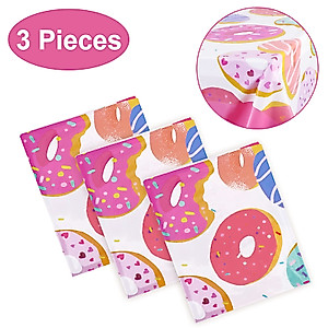 PHOGARY 3 Pack Donut Theme Tablecovers, Disposable Tablecloth, Dessert Time Party Supplies, Ideal for Girl Birthday Parties, Baby Showers, Donut Parties
