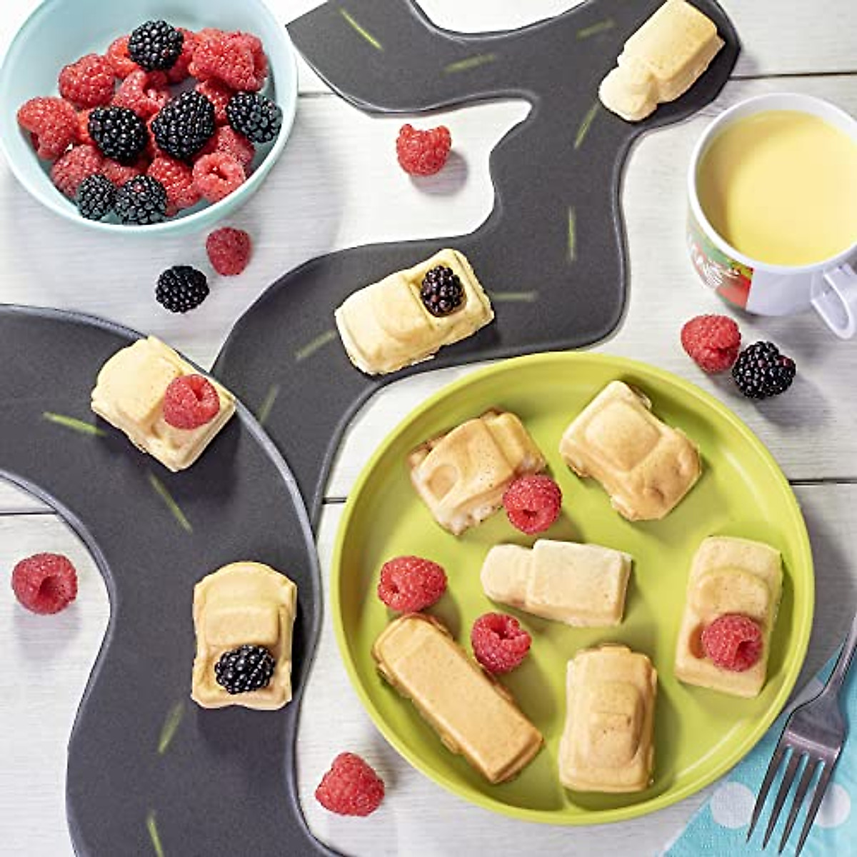 Car Mini Waffle Maker - Make 7 Fun, Different Race Cars, Trucks, and Automobile Vehicle Shaped Pancakes - Electric Non-Stick Pan Cake Kid's Waffler Iron, Great for Holiday Breakfast or Unique Gift
