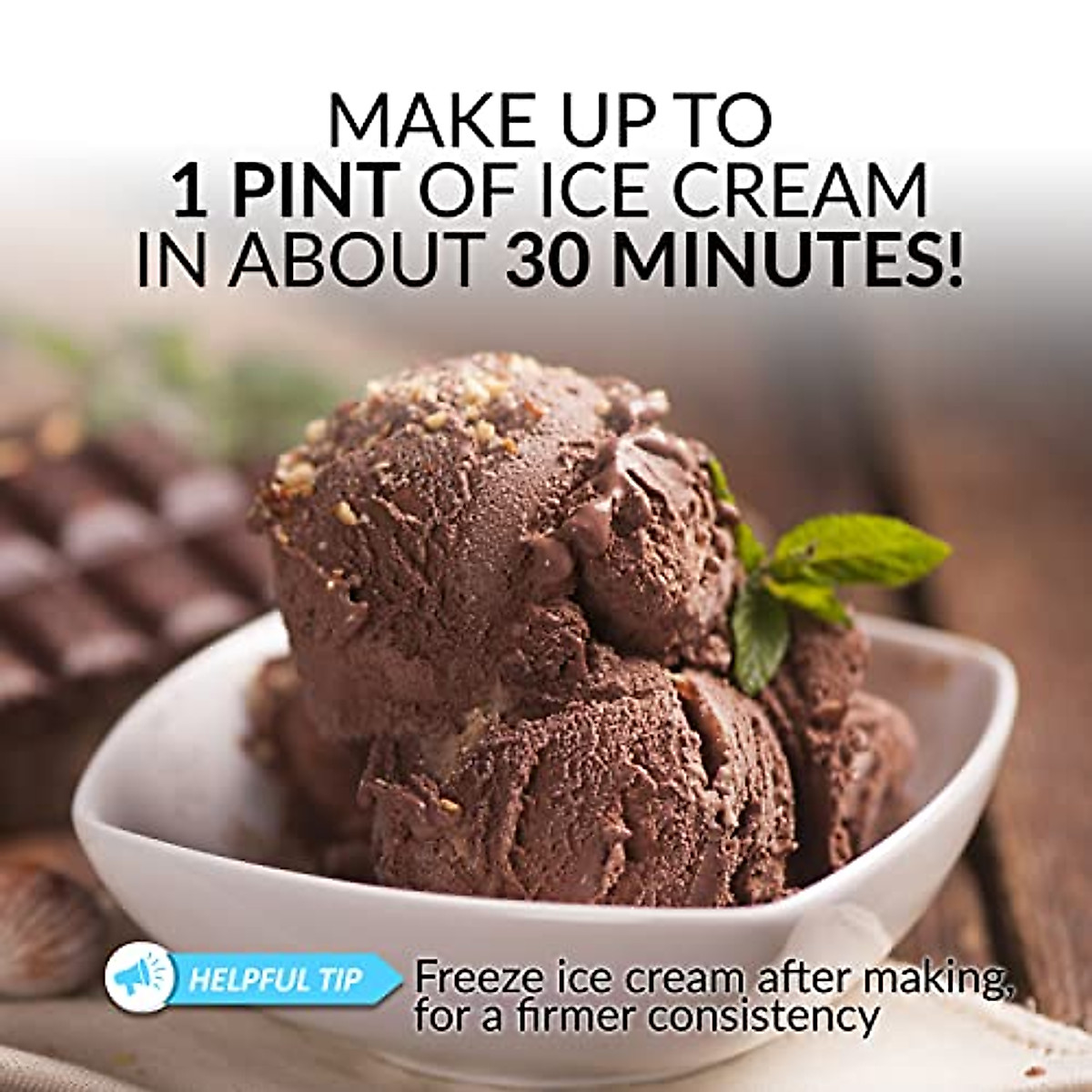 Nostalgia Electric Ice Cream Maker - Old Fashioned Soft Serve Ice Cream Machine Makes Frozen Yogurt or Gelato in Minutes - Fun Kitchen Appliance - Modern Style - Blue - 1 Pint