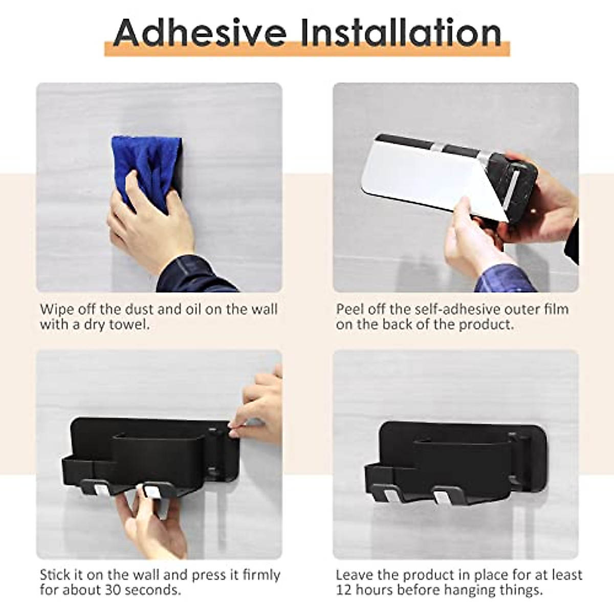 Hair Dryer Holder Wall Mounted - Bathroom Hair Tools Organizer with Hooks and Cup for Blow Dryer and Hair Straighteners - Bath Supplies Tray Stand Makeup Toiletries Storage Bracket for Space Saving