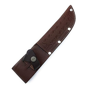 10.5" long custom handmade leather sheath for 5"—5.5" cutting blade knife