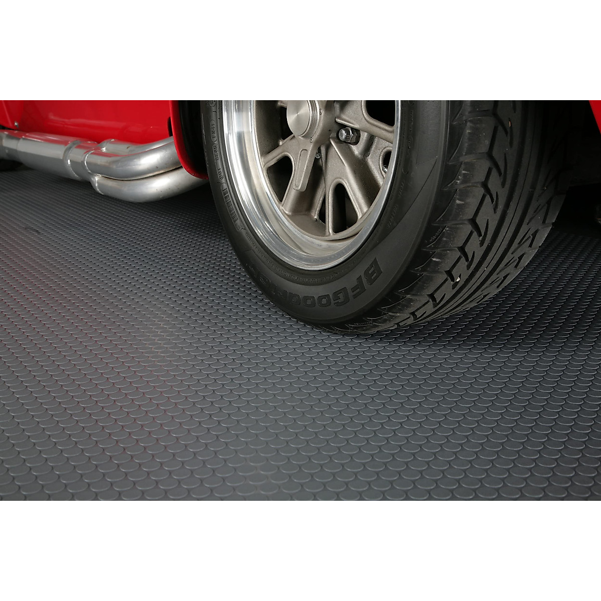 G-Floor Seamless Sheet Vinyl Shed Flooring Cover with Bonded Fibrous Backing - Small Coin Pattern (8' x 8', Slate Grey)