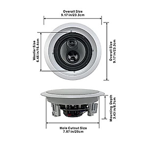 Acoustic Audio CS-IC63 in Ceiling 6.5" Home Theater 5 Speaker Set 3 Way 1500 Watt CS-IC63-5S