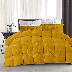 All-Season Comforter Queen / Full (1PC) Size Gold 1 Piece Quiled Pinch Pleated Comforter 1000 TC Cotton (Comforter Cover Not Included)