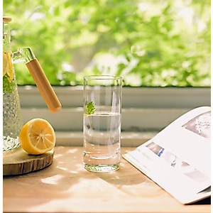 Wlasss Drinking Glasses Set of 6, 13oz Crystal Highball Glasses, Clear Tall Glass Cups,Water Glass for Kitchen, Beer, Juice, Whiskey,Mojito Cocktail Glasses for Bar Glassware