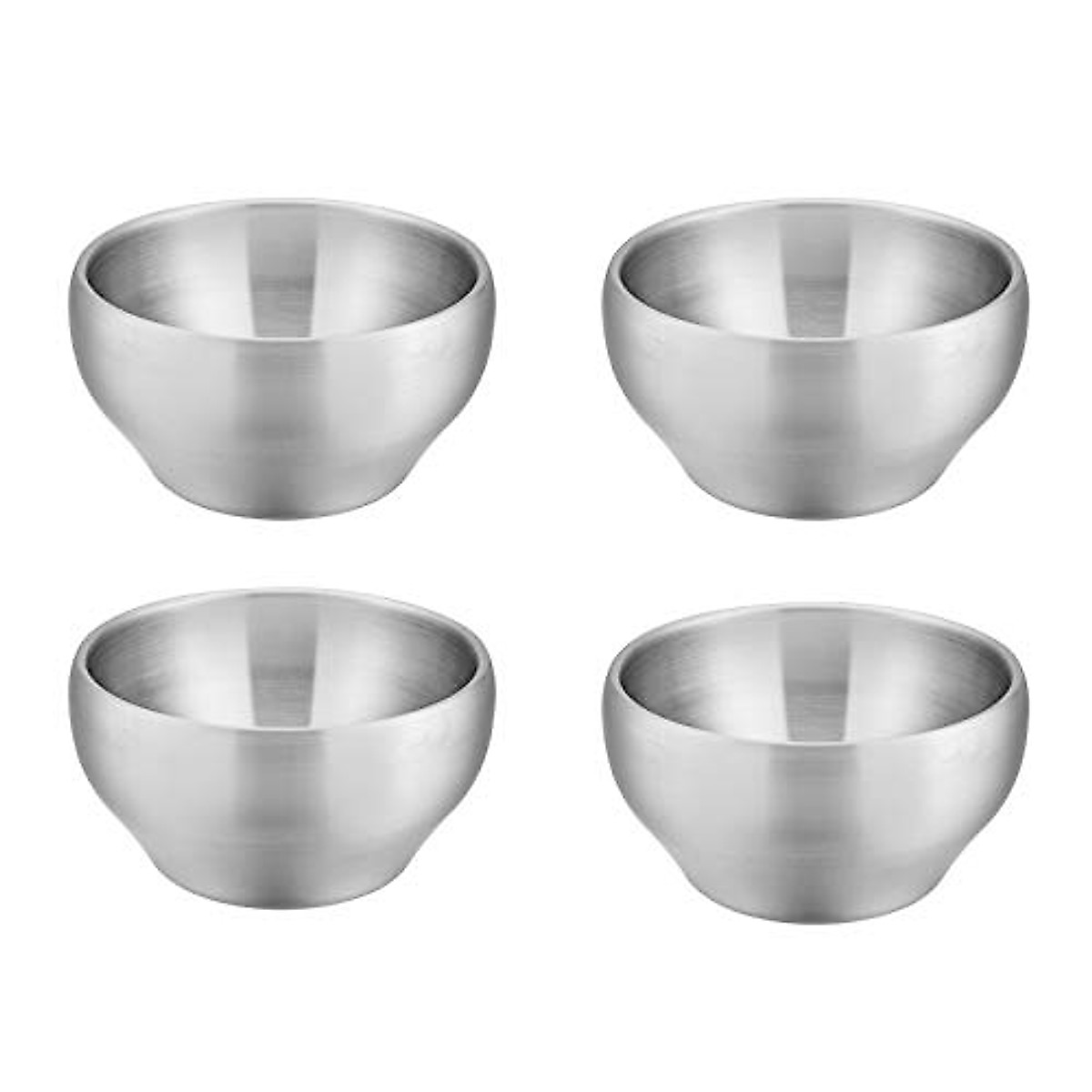 E-far Bowls for Kids Toddlers, 12 Ounce Double-deck 18/10 Stainless Steel Bowls for Baby Children, Healthy & Matte Finish, Insulated & Shatterproof - Set of 4
