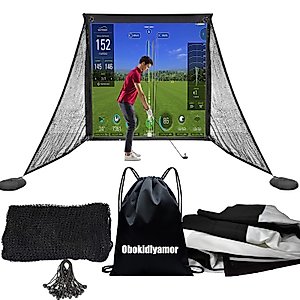 Obokidlyamor Golf Simulator Impact Screens+ Shake Netting Net One Frame- Sim Ball Simulator Impact Display Projection Screen with 10pcs Grommet Ropes (10" Size, Impact Screen+Shank Net)