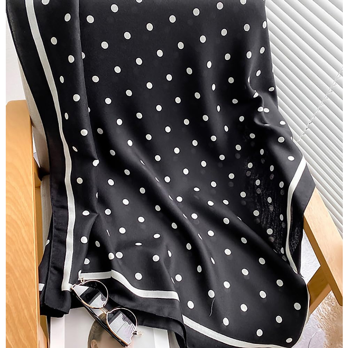 JERLA Women's Scarves Lady Light Soft Fashion Solid Scarf Wrap Shawl plaid scarf (Polka dot black)