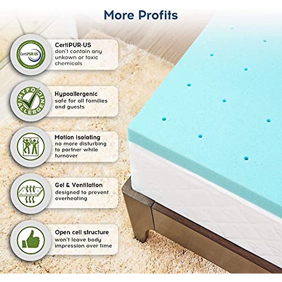 Memory Foam Mattress Topper Mattress Pad