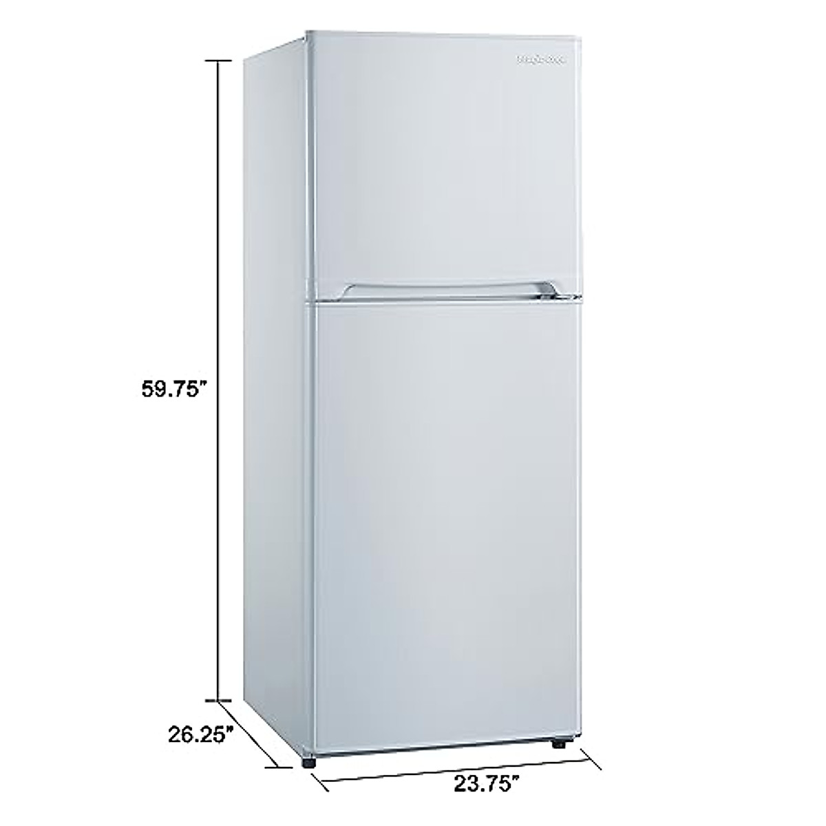 Magic Cool MCR10WI Apartment Refrigerator Freestanding Slim Design Full Fridge with Top Freezer for Condo, House, Small Kitchen Use, White