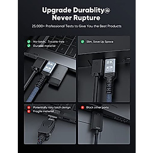 Capshi VESA Certified DisplayPort Cable 1.4, 8K DP Cable 6.6FT (8K@60Hz, 4K@144Hz, 2K@240Hz) HBR3 Support 32.4Gbps, HDCP 2.2, HDR10 FreeSync G-Sync for Gaming Monitor 3090 Graphics PC (Grey)