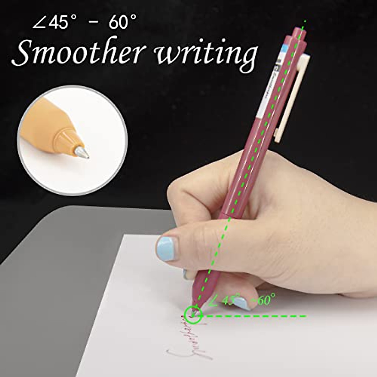 SMOOTHERPRO Premium Retractable Gel Pens 12 Pack 0.5mm Fine Black Refillable Ballpoint Pen Set with Comfortable Rubber Grip Super Smooth Long Lasting Writing (SL120)