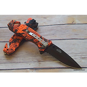 8 Inch Overall Tactical Rescue Stainless Steel Open Folding Pocket Knife With Clip Outdoor Survival Hunting Knife for Camping by Survival Steel