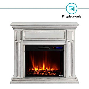 e-Flame USA Breckenridge 25"x20" LED Electric Fireplace Stove Insert with Remote - 3D Logs and Fire (Black)