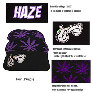 Rolling-Hands Marijuana-Weed Embroidery Beanie-Hat Purple
