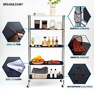 BRIAN & DANY Wire Shelf Liner 14" X 24", Heavy Duty Shelf Liners for Wire Shelving, Waterproof Protector Mats, Set of 5, Black