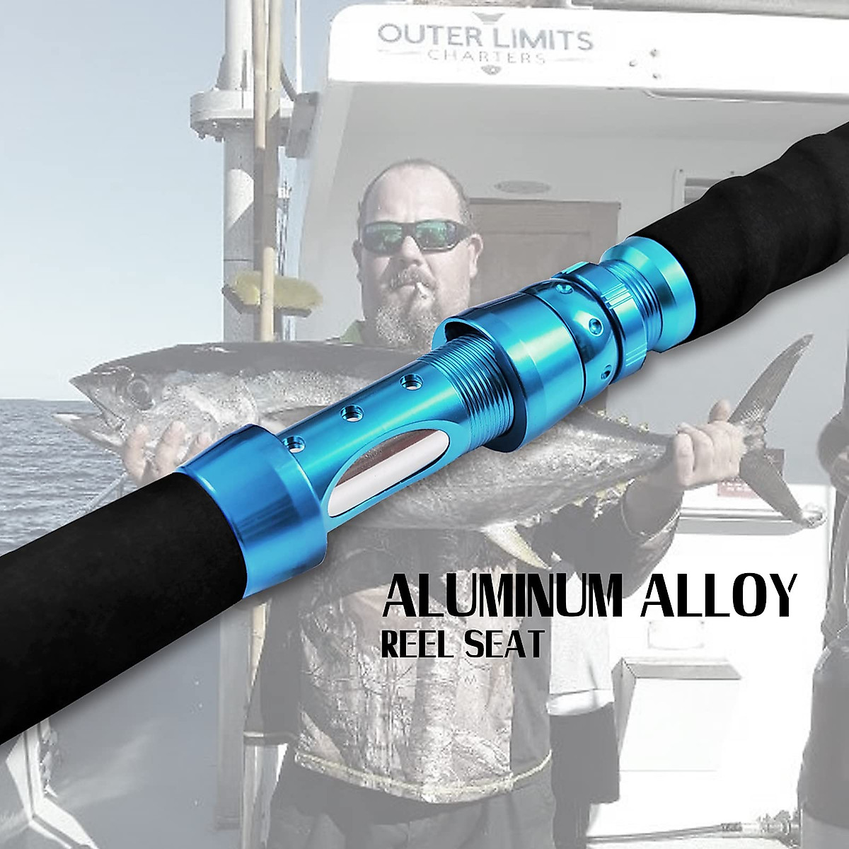 Fiblink Saltwater Graphite Jig Jigging Spinning Fishing Rod Deep Sea Jig Pole (6-Feet, Heavy, 80-120lbs)