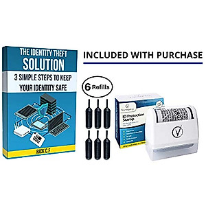 Identity Theft Protection Roller Stamps Wide Kit, Including 6-Pack Refills - Confidential Roller Stamp, Anti Theft, Privacy & Security Stamp, Designed for ID Blackout Security - Classy White
