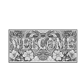 SJPrinter Inspirational Motivational Wall Art, Giant Coloring Poster Mandala for Kids and Adults - Great for Girls, Boys, Arts and Crafts, Care Facilities, Schools, Family Time, Groups (WELCOME, 24" x 52")