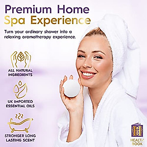 HealthBook Lavender Shower Steamer for Aromatherapy Shower - Shower Bombs for Sinus Relief - Nighttime Shower Tablets with Natural Essential Oil for - 10 Pack - Calm Shower Steamers for Women & Men