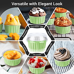 EUSOAR Muffin Liners, 50pcs 5oz 125ml Disposable Cupcake Cups, Aluminum Foil Muffin Liners Cups with Lids, Cupcake Holder, Disposable Aluminum Foil Cupcake Baking Cups Holders Ramekins Pans with Lids