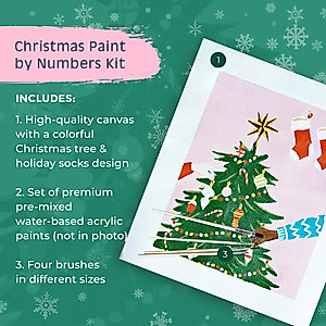 Pink Picasso Kits Color by Number Canvas Painting Kit | DIY 8x10 Premium Arts and Crafts Gift for Adults, Teens and Kids | Mid Century Merry Christmas