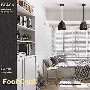 FookChak Black Dome Pendant Light 10in 1-Light Kitchen Pendant Lighting Egg-Shaped Black Gold Pendant Light Fixture for Kitchen Island, Dining Room,Kitchen Sink,Bar,10inԺåE26