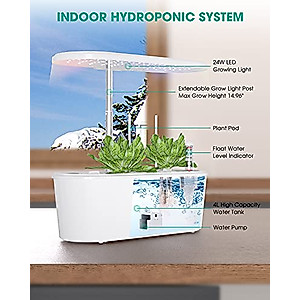 ZMHOO Hydroponics Growing System Indoor Garden, Plant Germination Kit with 2 Led Grow Light Modes, Smart Timer Starter Kit, Adjustable Easy-to-Install Magnetic Light Rod for Home, Kitchen, Gardening