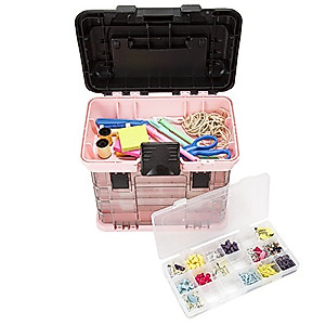 Pink Tool Box – Durable Tackle Box Organizer with 4 Compartments for Hardware, Fishing Tackle, Beads, Hair Accessories and More by Stalwart