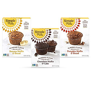 Simple Mills, Baking Mix Variety Pack, Banana Muffin & Bread, Chocolate Muffin & Cake, 3 Count & Almond Flour Baking Mix, Gluten Free Vanilla Cake Mix, Muffin pan ready