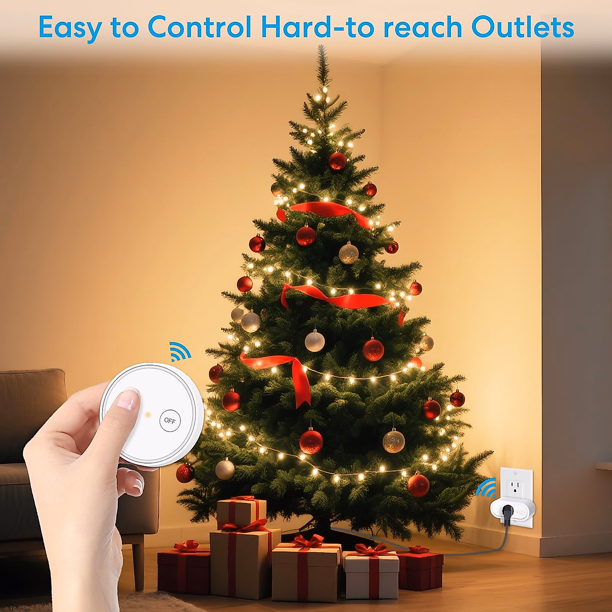 LoraTap Remote Control Outlet Plug Adapter with Remote, 656ft Range Wireless Switch for Lights and Household Appliances, No Hub Required, 16A/1760W, White, 2 Years Warranty