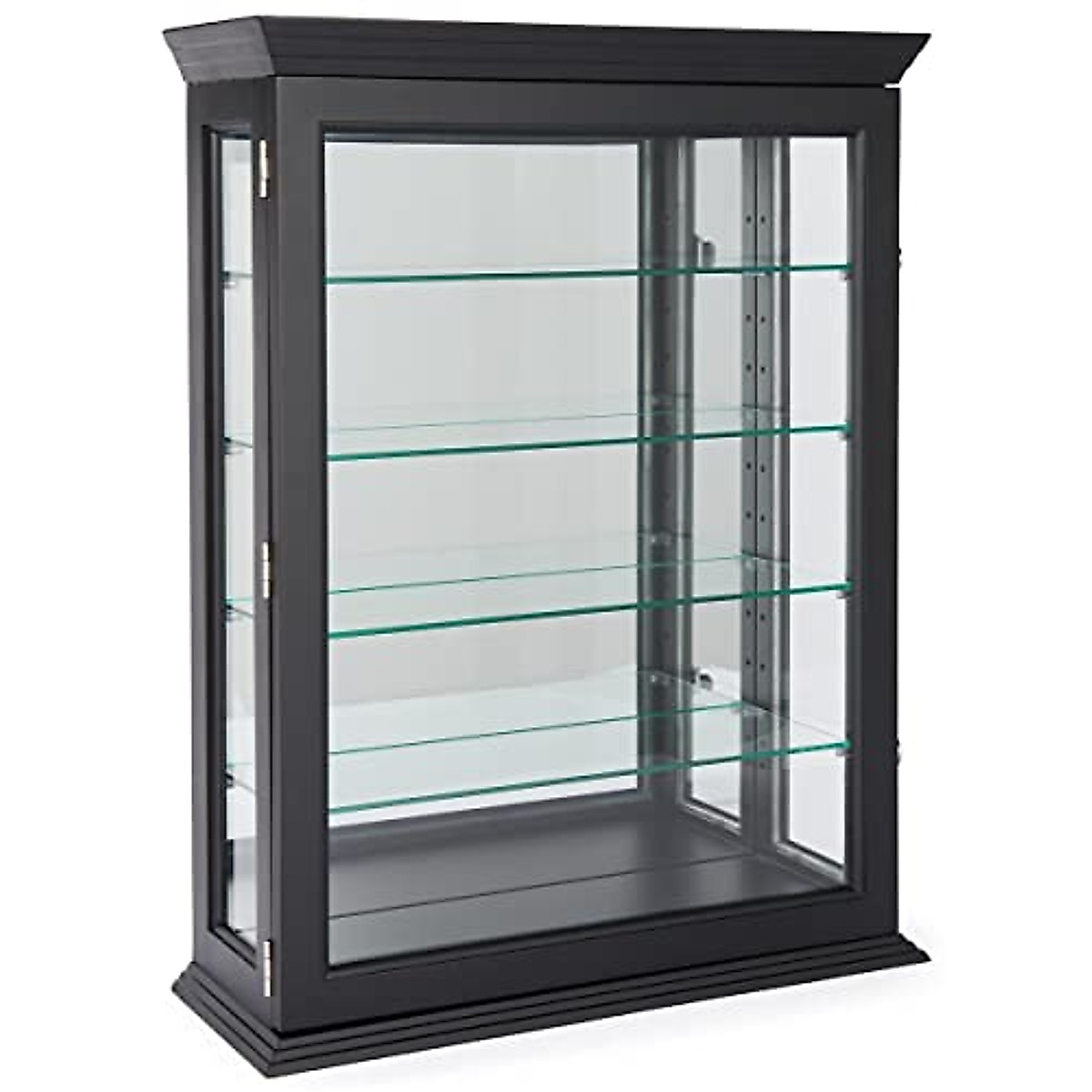 Displays2go 21" Countertop/Wall Mount Display Case, Adjustable Shelves, Locking - Black (DCC2128BK2)