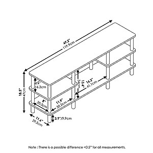 Furinno Turn-N-Tube 3-Tier Multipurpose Wide Shelf TV Stand, French Oak Grey/Black