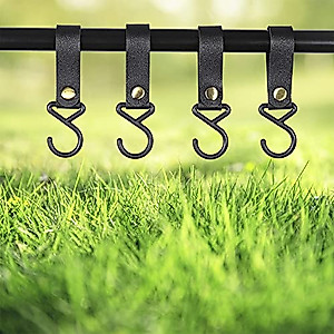 MolonButterfly Multipurpose Leather S Hooks for Hanging - Kitchen Organization, Utensils Hanger, Camping Gear Organizer - Pack of 4, Sturdy and Compact, Black