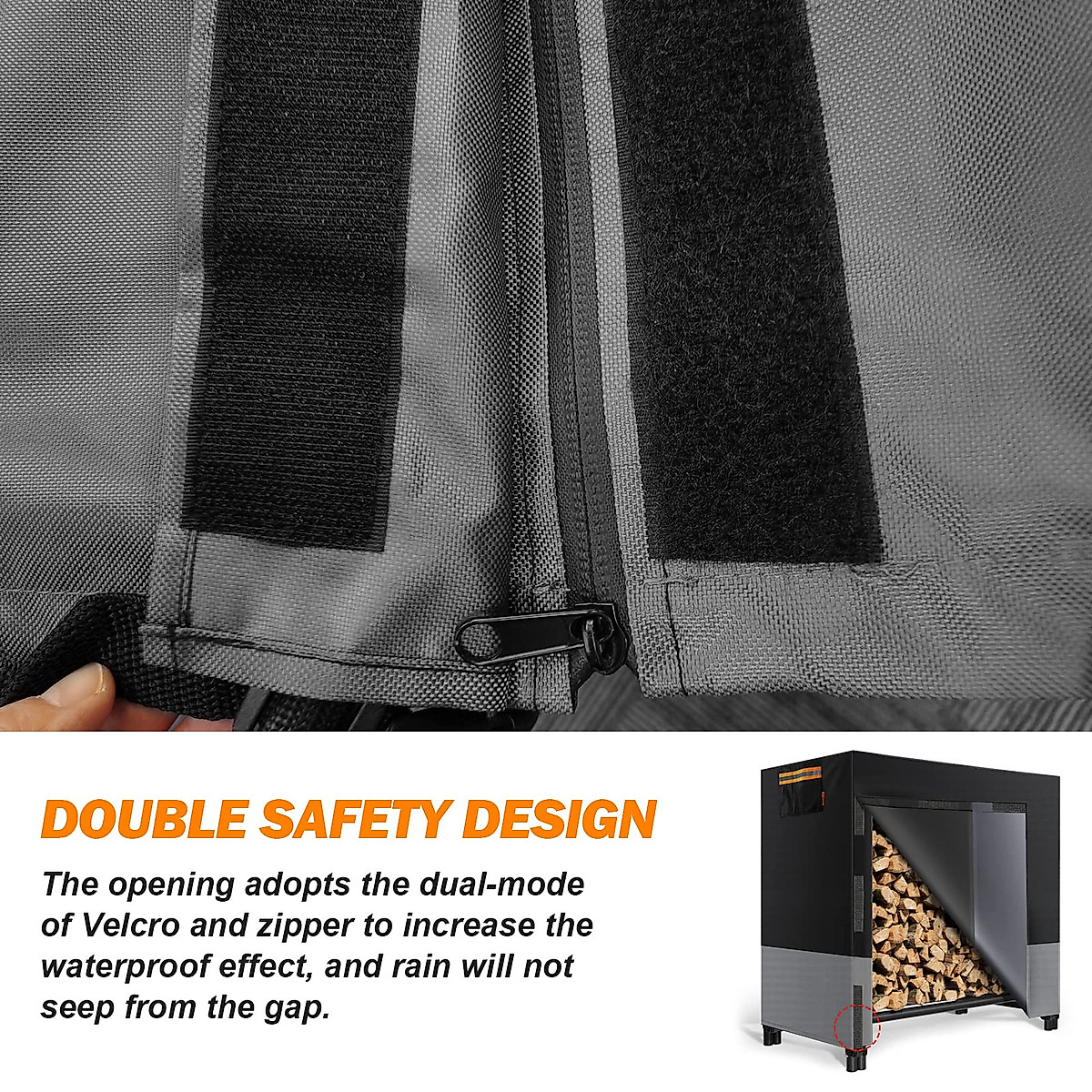 2win2buy Firewood Rack Cover, Waterproof Log Rack Cover, Windproof Dry Wood Pile Holder Storage Tarp Cover Heavy Duty Outdoor UV Resistant Sun Snow Rain Protector fit 4 Seasons Black (4feet-600D)