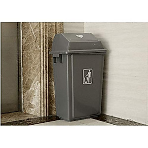NYKK Wastebasket 23 Litre / 6 Gallon Swing Cover Trash Can (Gray) Waste Container (Capacity : 23L)