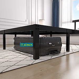 yookare 14 Inch 4000lbs Heavy Duty Support Basic Bed Frame/Mattress Foundation/Box Spring Replacement/Steel Slat Platform/Easy to Assemble/with Storage/Noise Free, Cal King