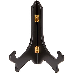 Bard's Hinged Black MDF Wood Plate Stand, 8" H x 7" W x 4.75" D (For 8" - 10" Plates), Pack of 2