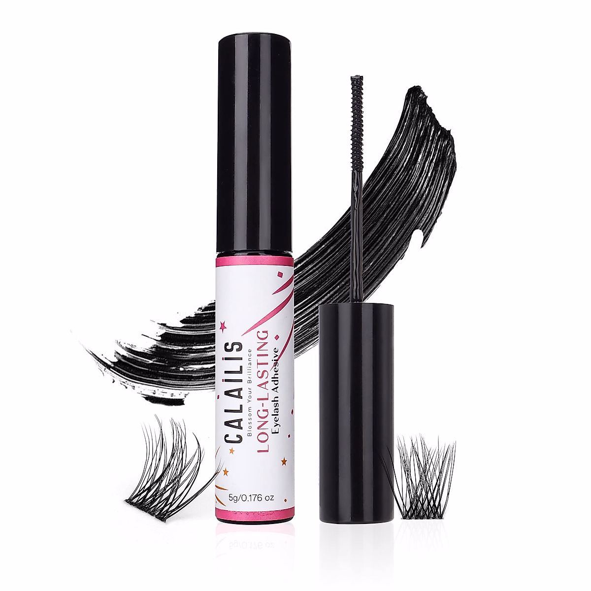 CALAILIS Cluster Lash Glue,DIY Individual Lash Glue, Lash Cluster Glue, Super Strong Hold 48 Hours for Cluster Lashes, Waterproof Sensitive Glue, Latex Free