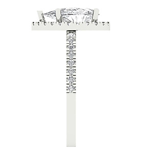 2.38 Ct Pear Cut Clear Simulated Diamond 14K White Gold Halo Solitaire with Accents Engagement Promise Bridal Ring Size 7